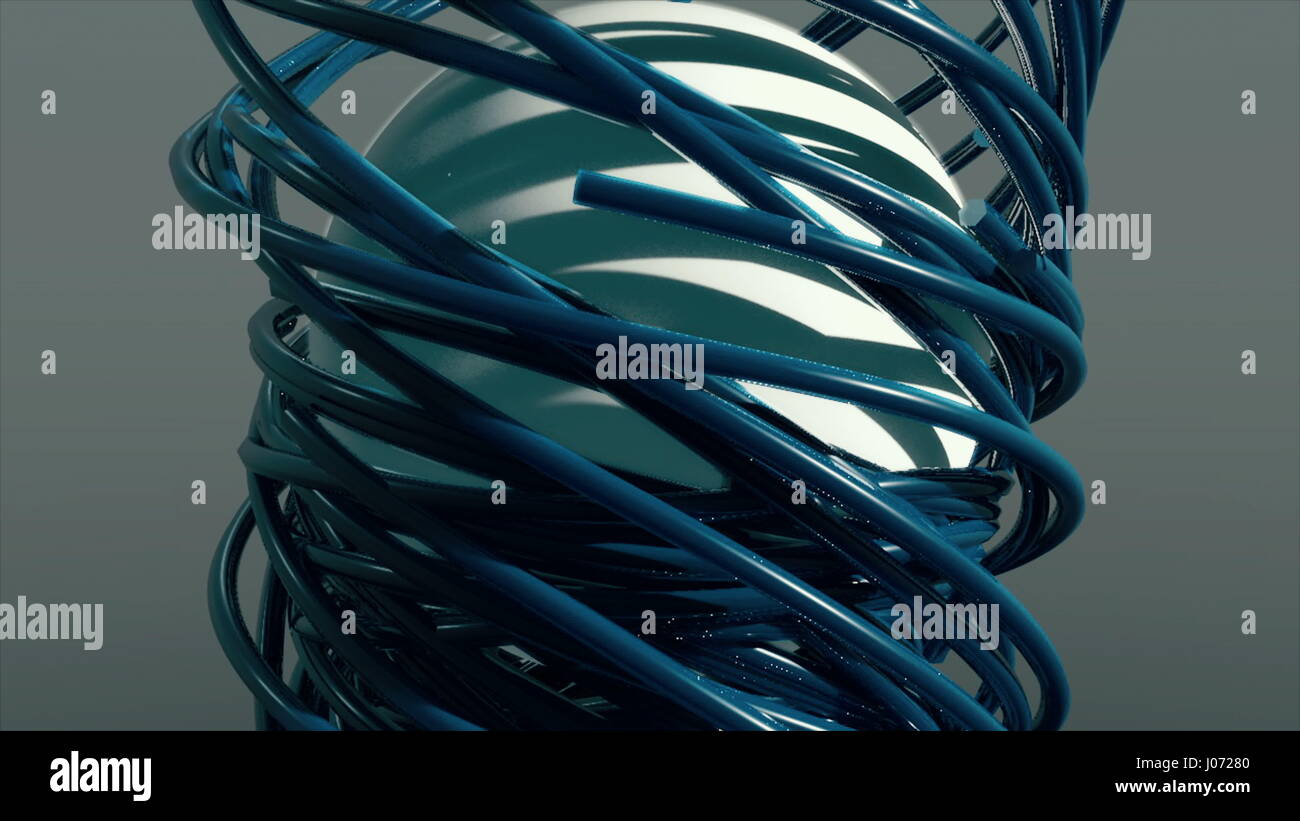 Elements revolve around the sphere Stock Photo - Alamy