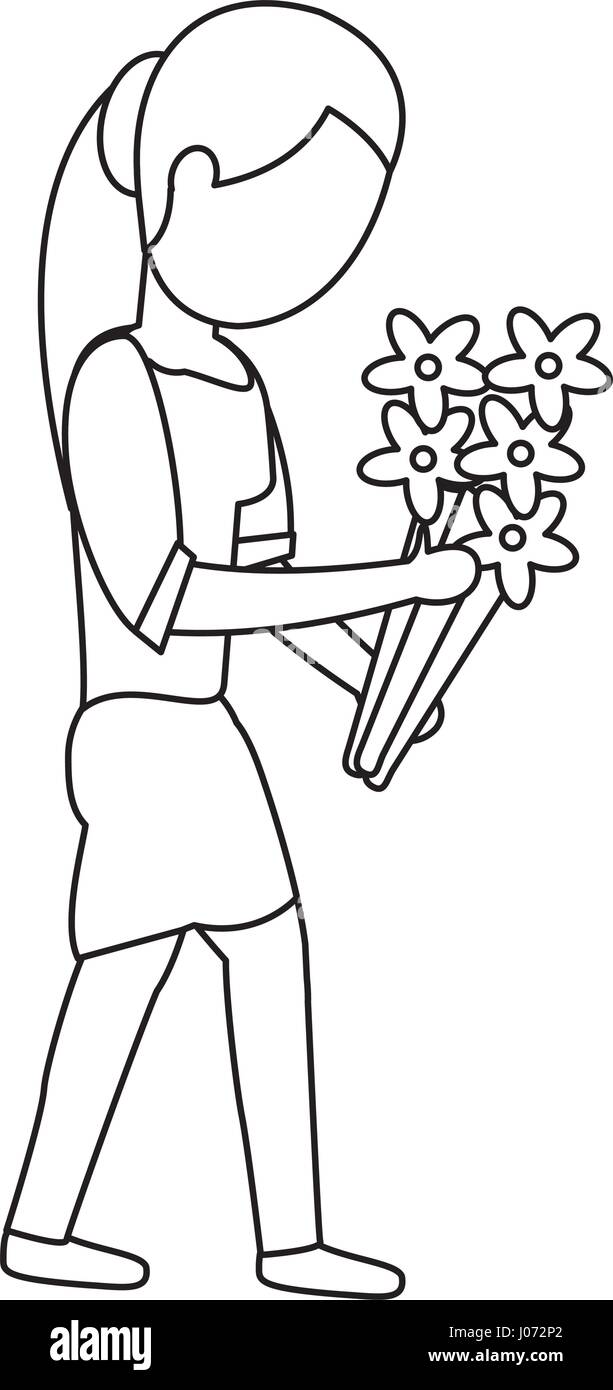 mother with flower decoration outline Stock Vector Image & Art - Alamy