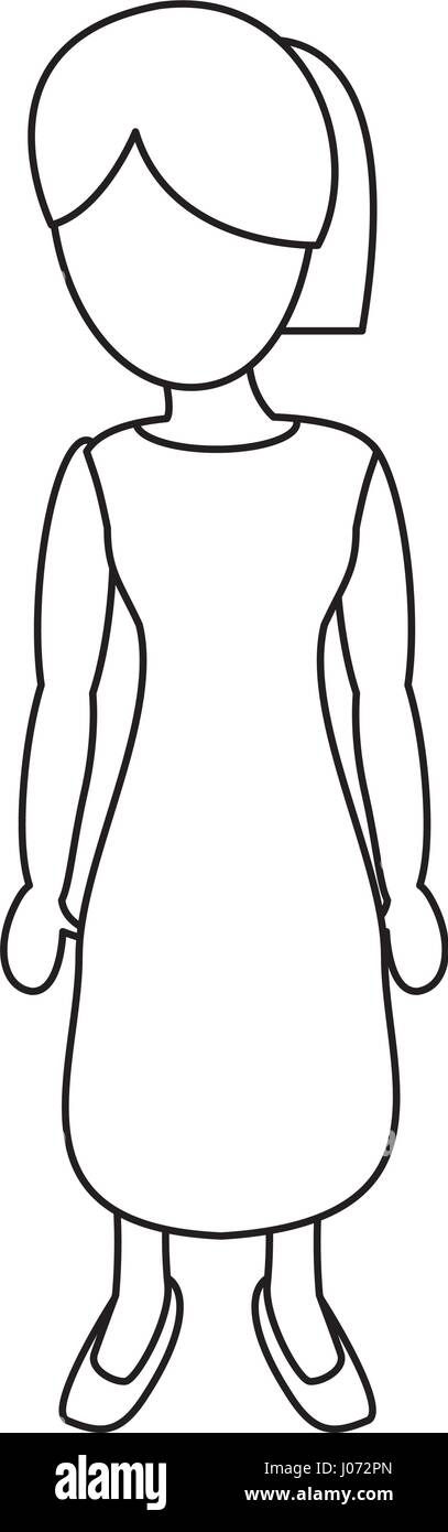 Isolated mother and daughter cartoon Black and White Stock Photos ...