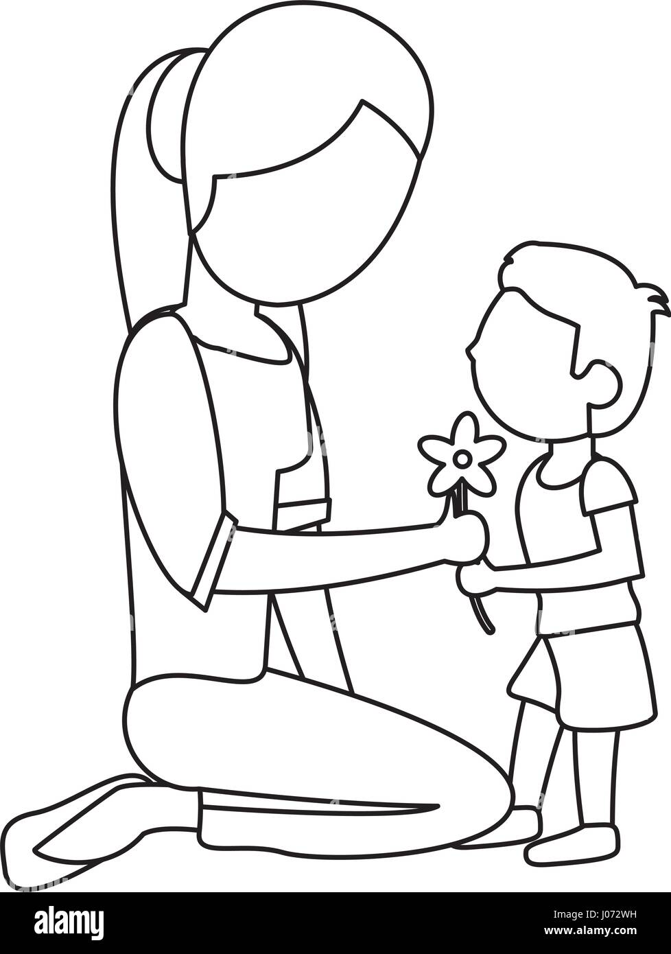 son give flower mother outline Stock Vector Image & Art - Alamy