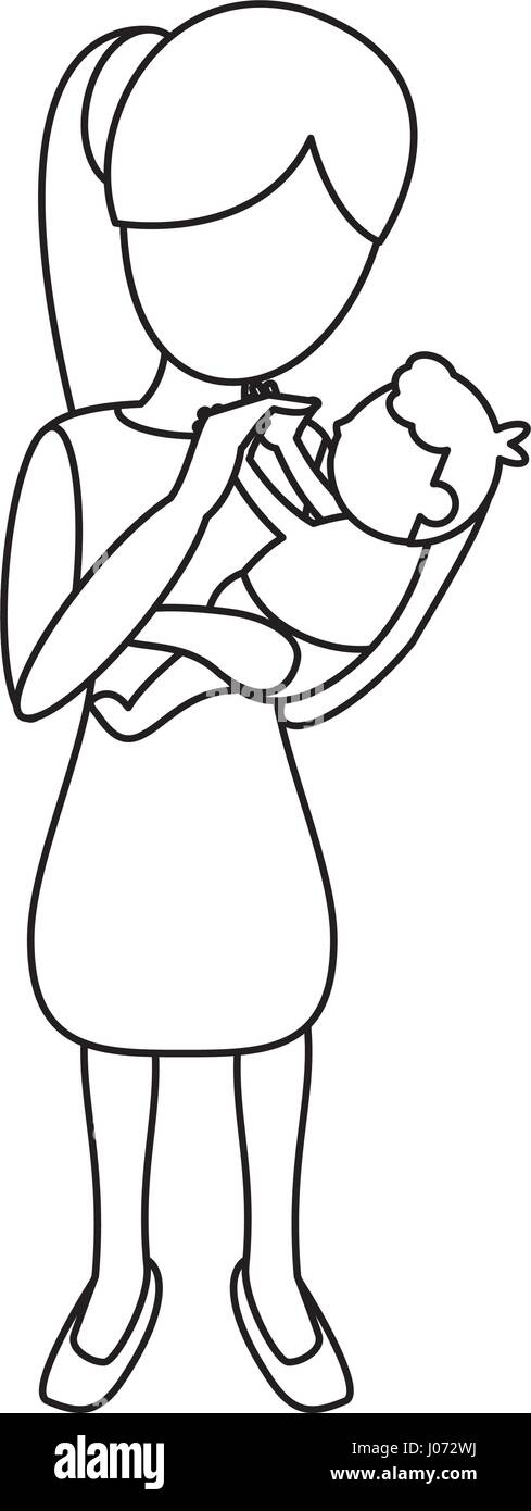 mom carrying little baby outline Stock Vector Image & Art - Alamy