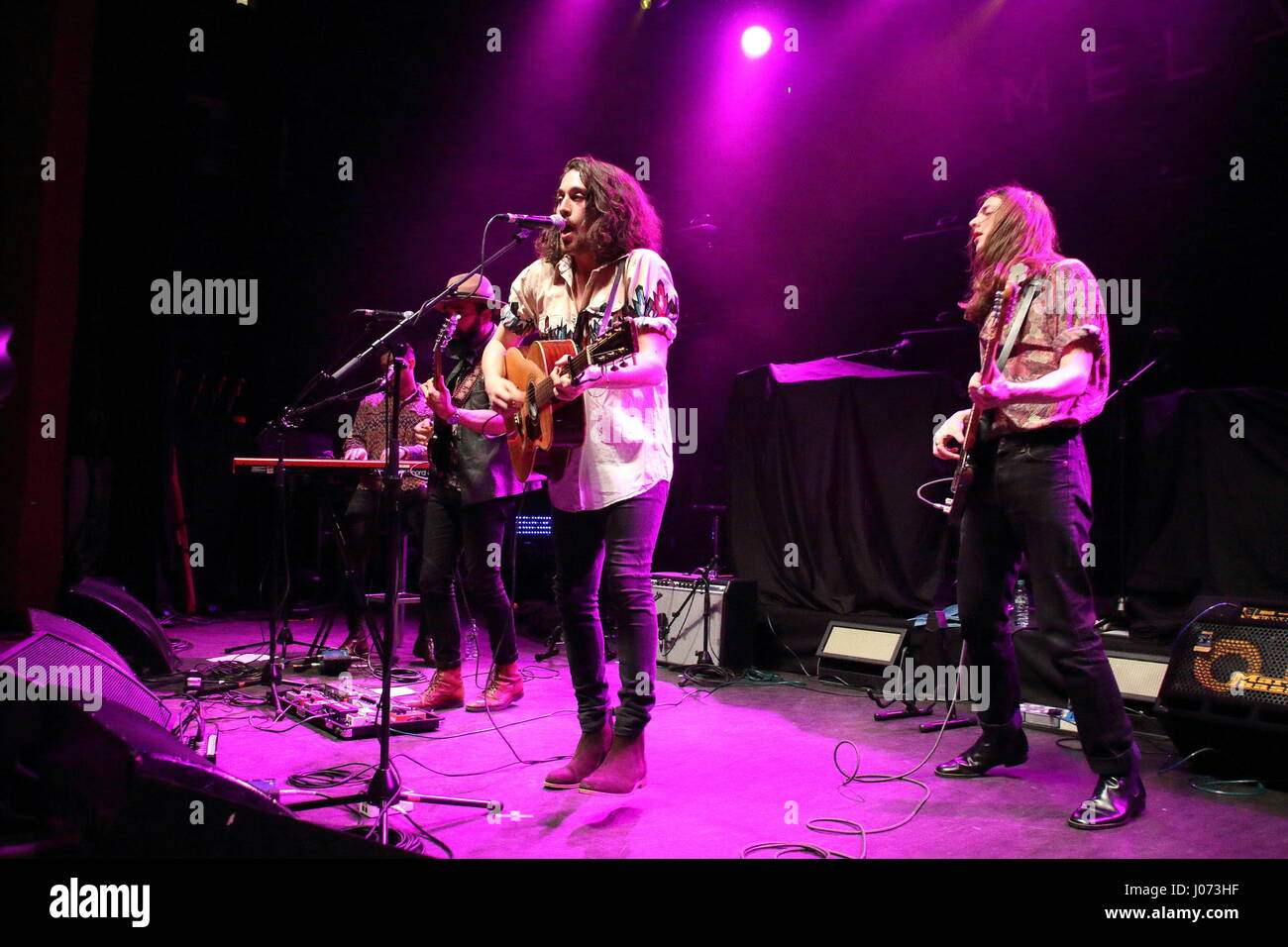 London, UK. 080417. Alex Francis (older brother of James Bay) performs ...