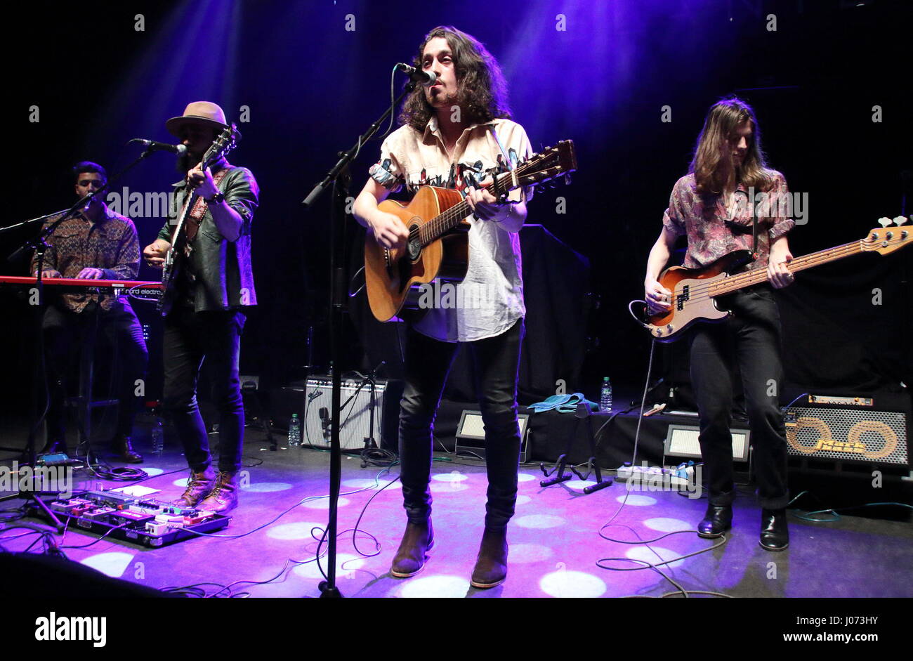 London, UK. 080417. Alex Francis (older brother of James Bay) performs ...