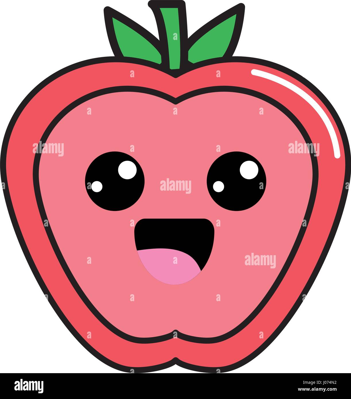 kawaii cute happy apple fruit Stock Vector Image & Art - Alamy