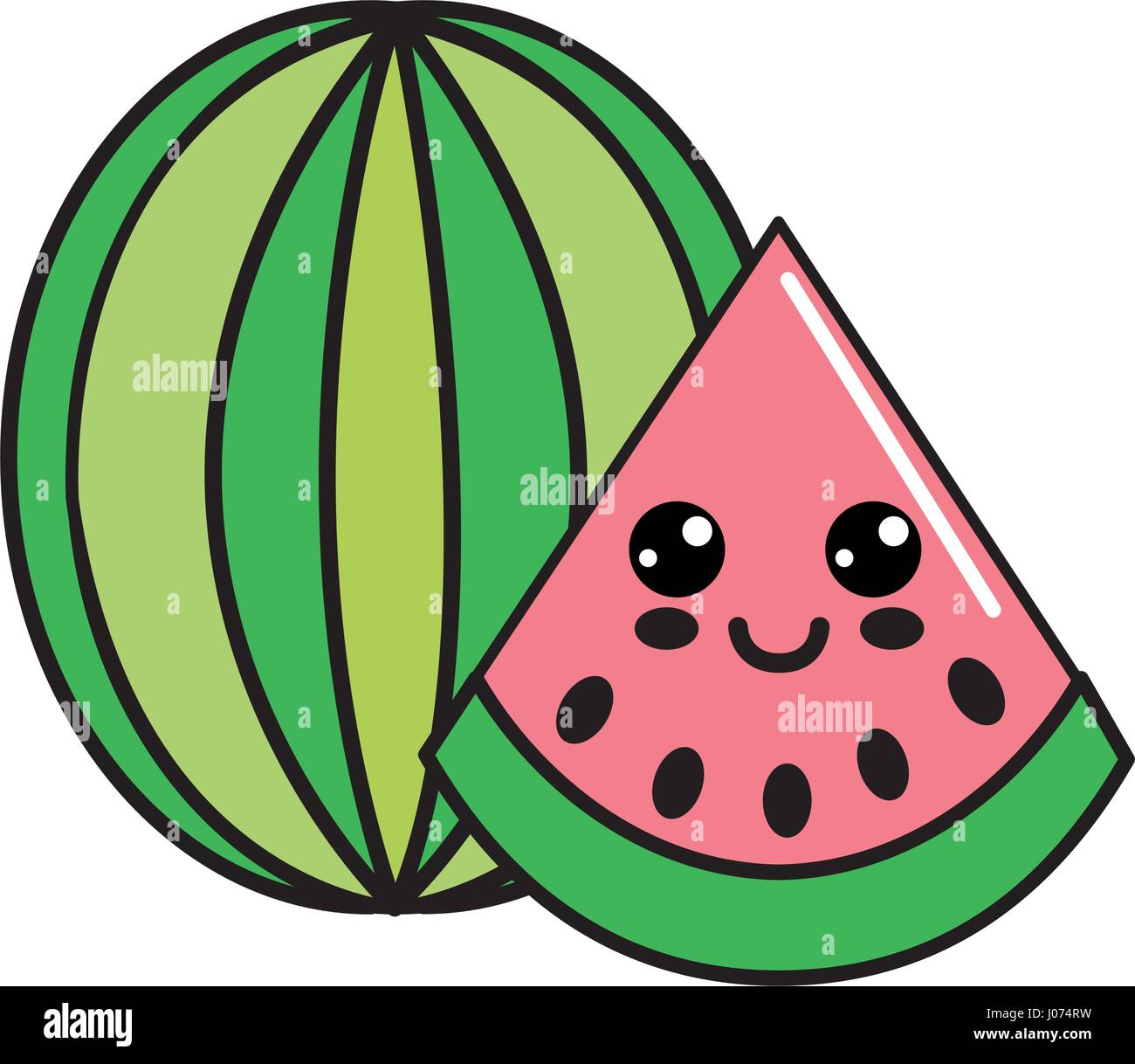 kawaii nice happy watermelon icon Stock Vector Image & Art - Alamy