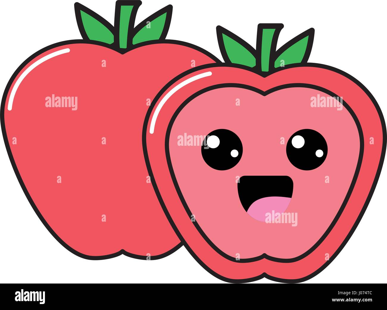 kawaii cute happy apple fruit Stock Vector Image & Art - Alamy