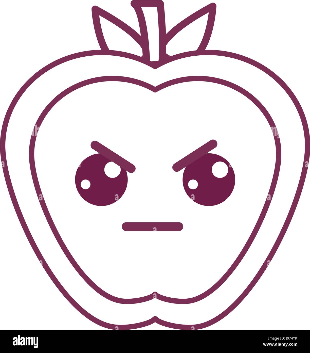 silhouette kawaii nice angry apple fruit Stock Vector Image & Art - Alamy