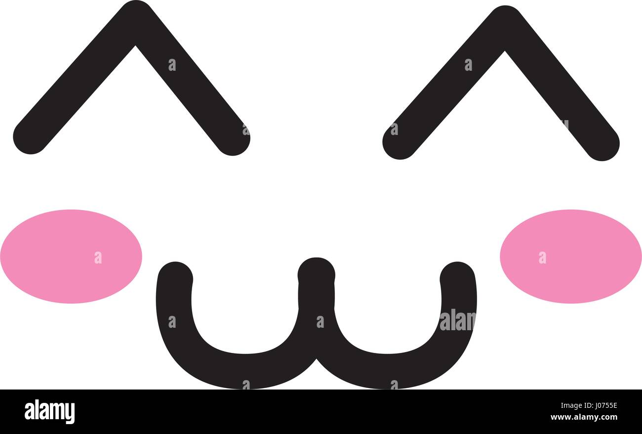 kawaii cute happy face with mouth and cheeks Stock Vector Image & Art ...