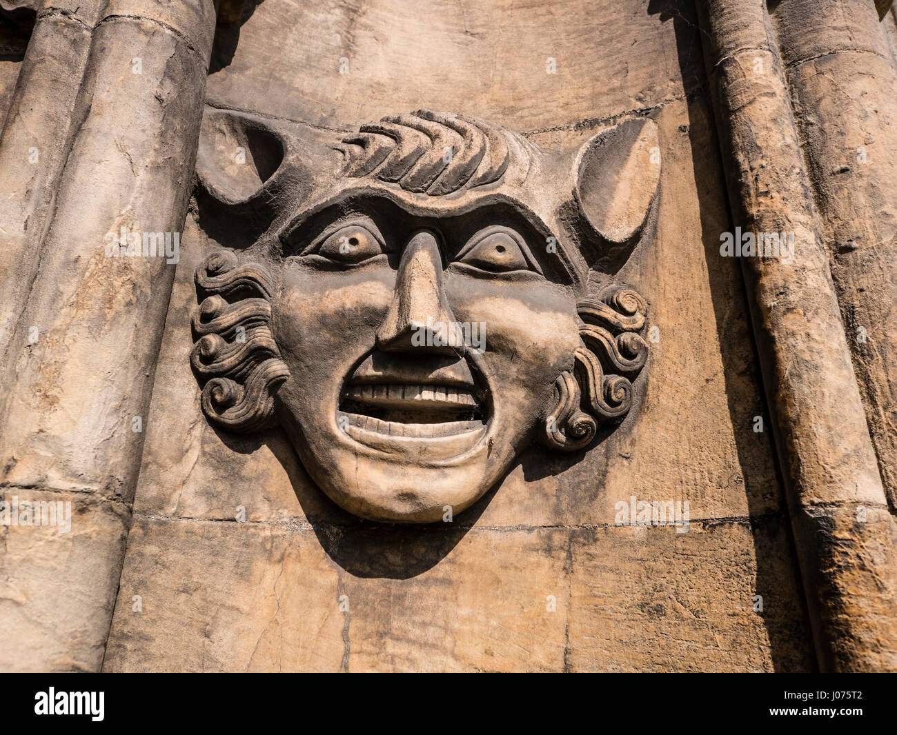 Medieval Stone Carving of Laughing Face on South Porch of St. Mary's ...
