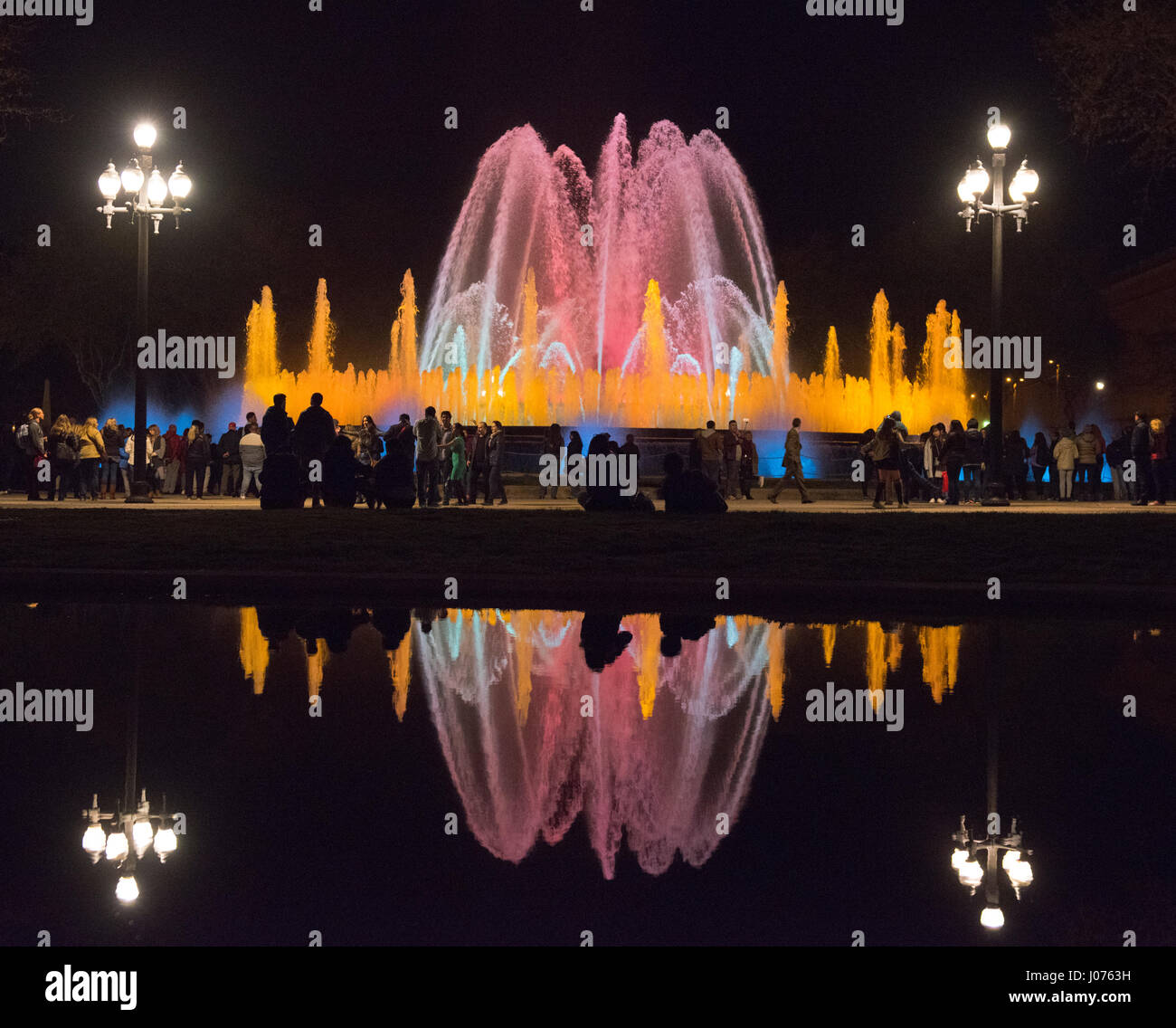 Reflections at The Magic Fountain of Montjuic, Barcelona Spain Europe ...