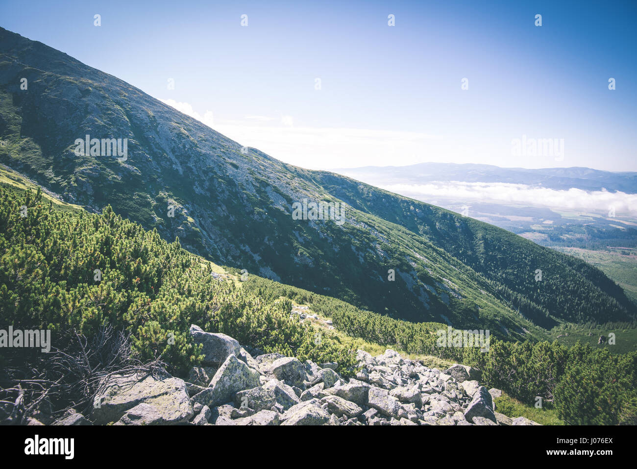Tatra mountains in Slovakia covered with clouds. peak of krivan ...