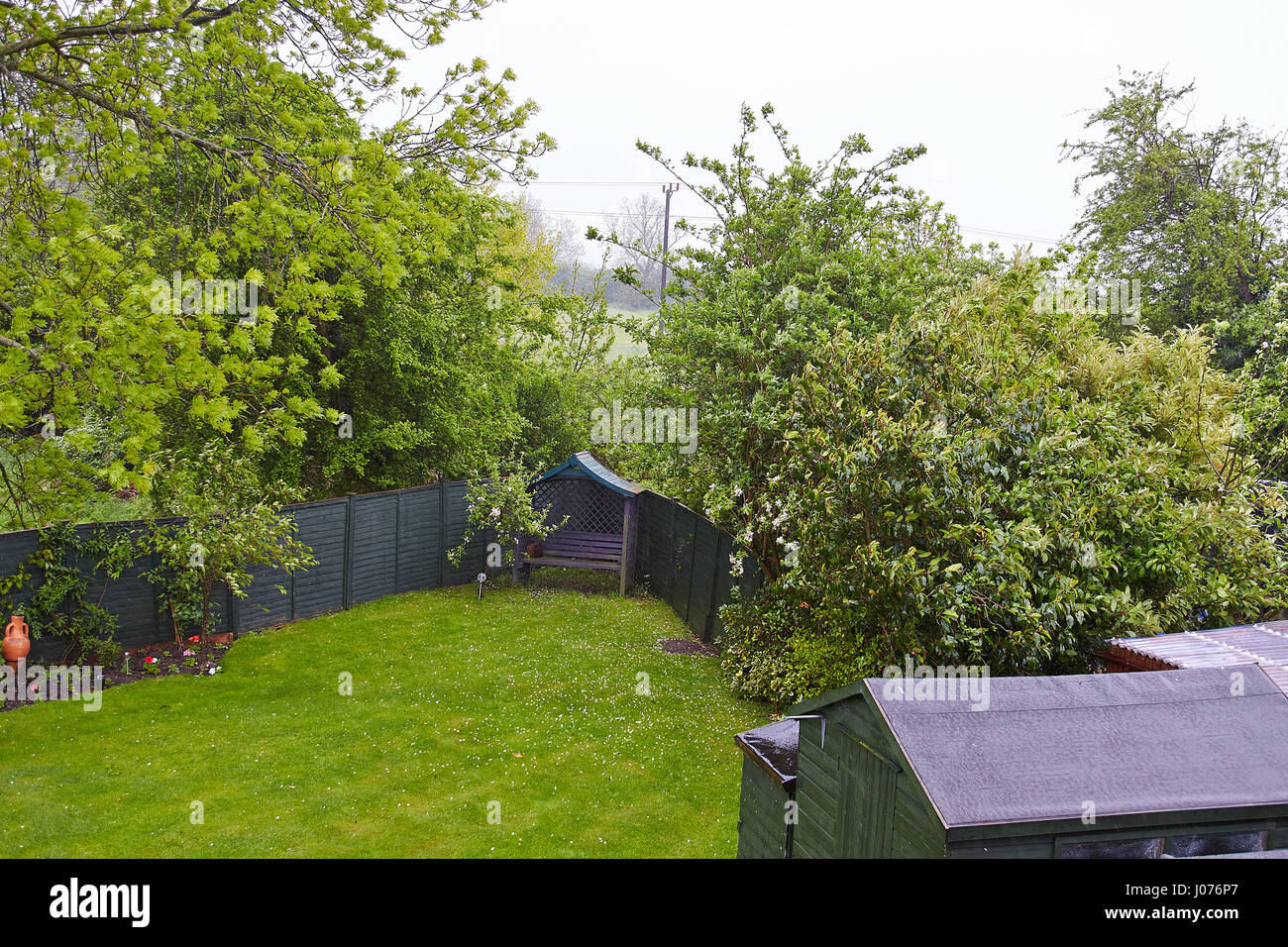 A garden that backs on to a general view of Hampden Fields, the ...