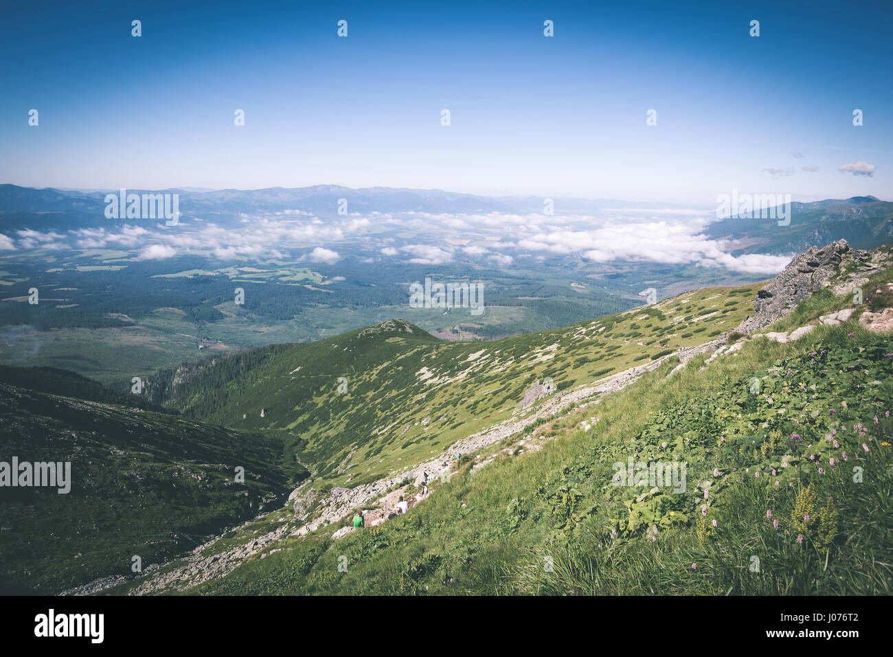 Tatra mountains in Slovakia covered with clouds. peak of krivan ...