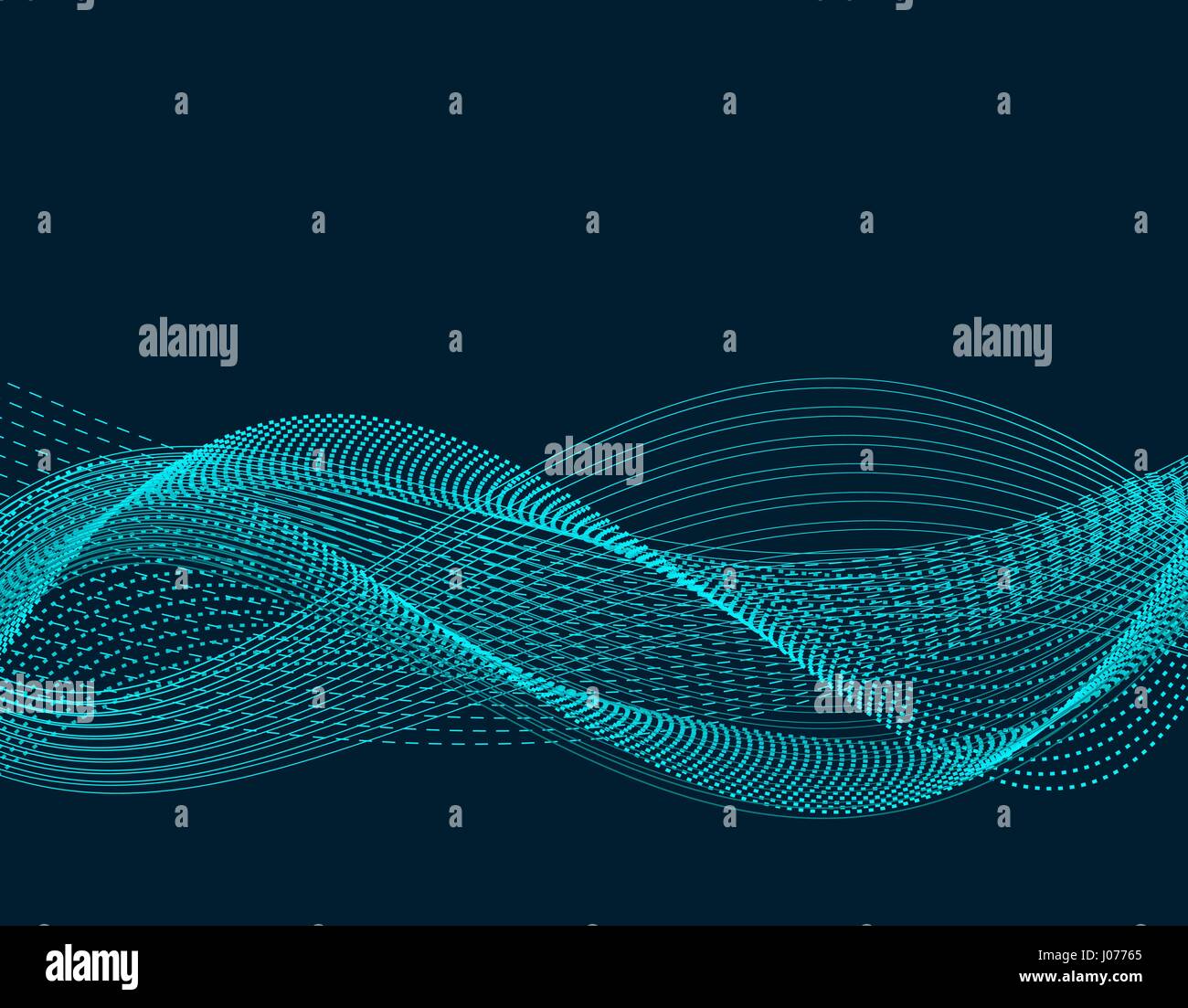 Light effects. Abstract discrete waves of blue neon color. Isolated on ...