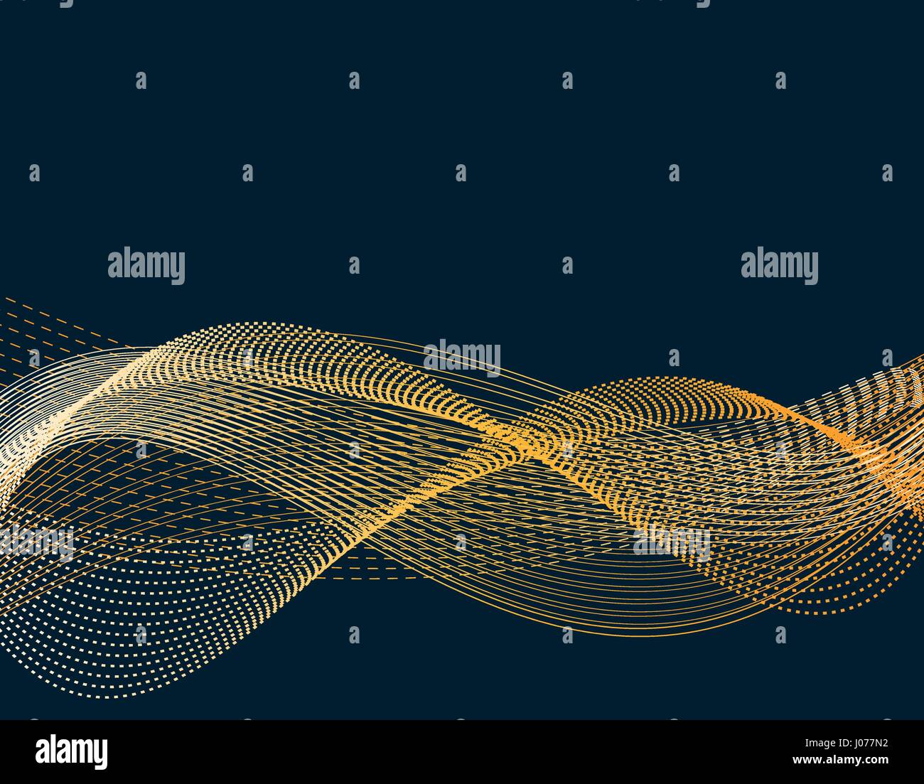Light effects. Abstract discrete waves of golden color. Harmonics ...