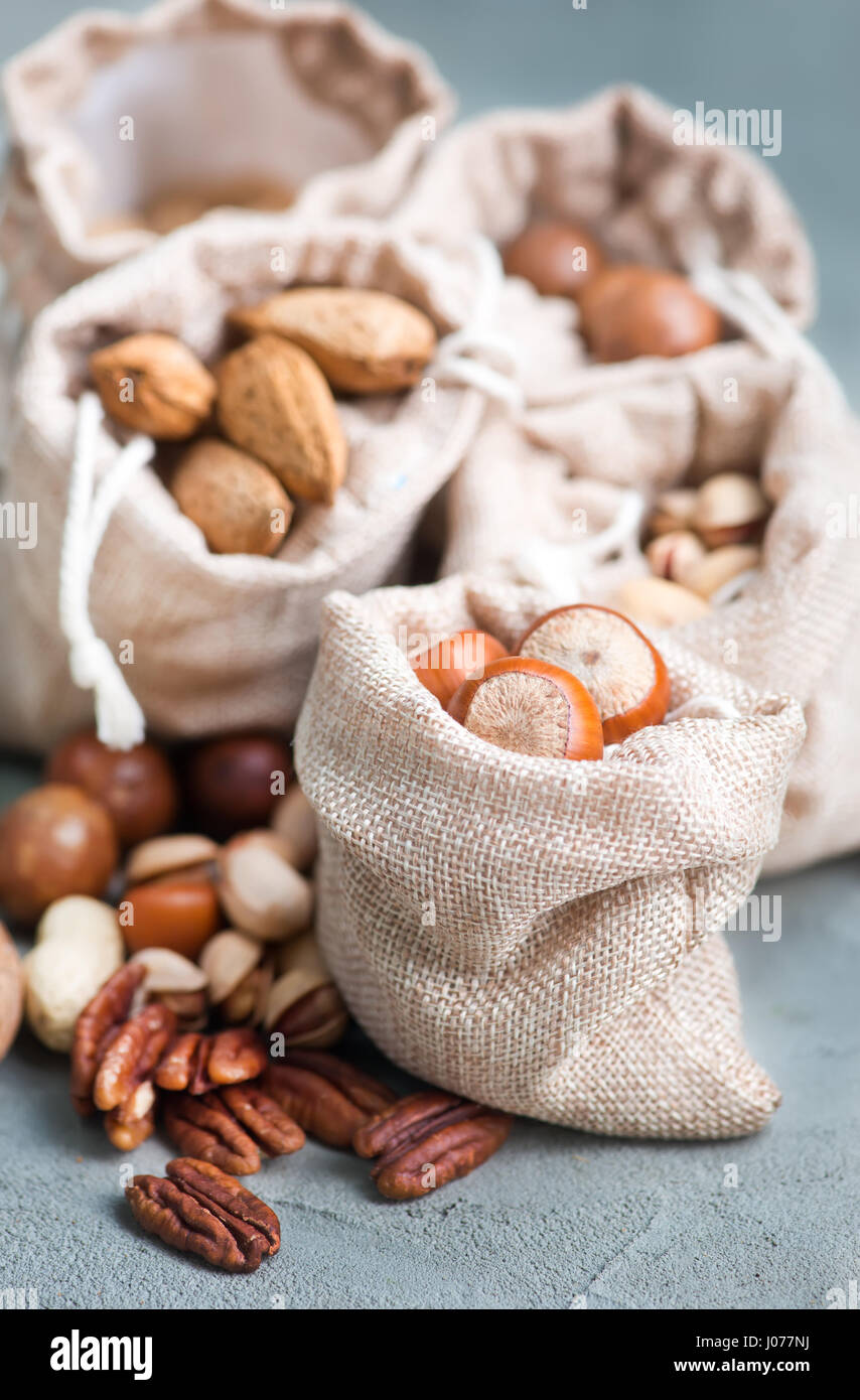 nuts on a table, different kind of nuts Stock Photo - Alamy