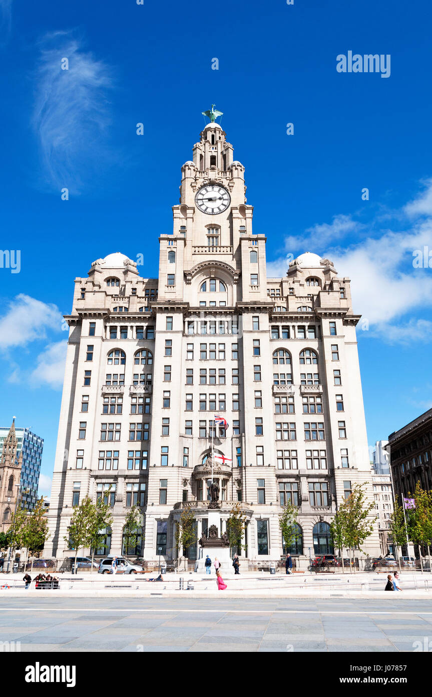 The iconic Liver Building at the Pier Head in LIverpool, England ...