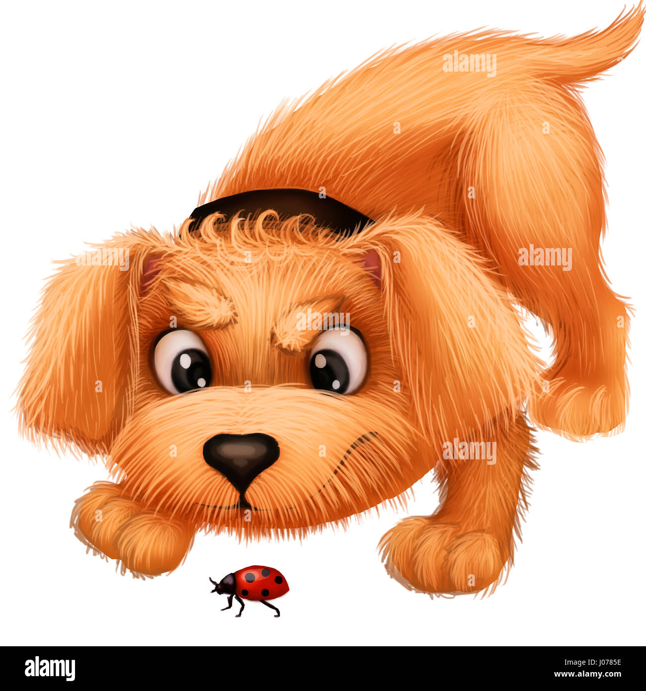 Cute Little Furry Puppy - Cartoon Animal Character Mascot Playing with ...