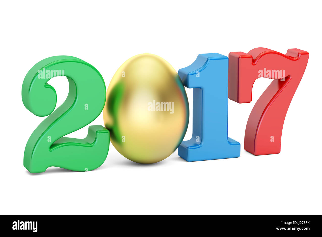 Easter 2017 colored concept, 3D rendering isolated on white background ...