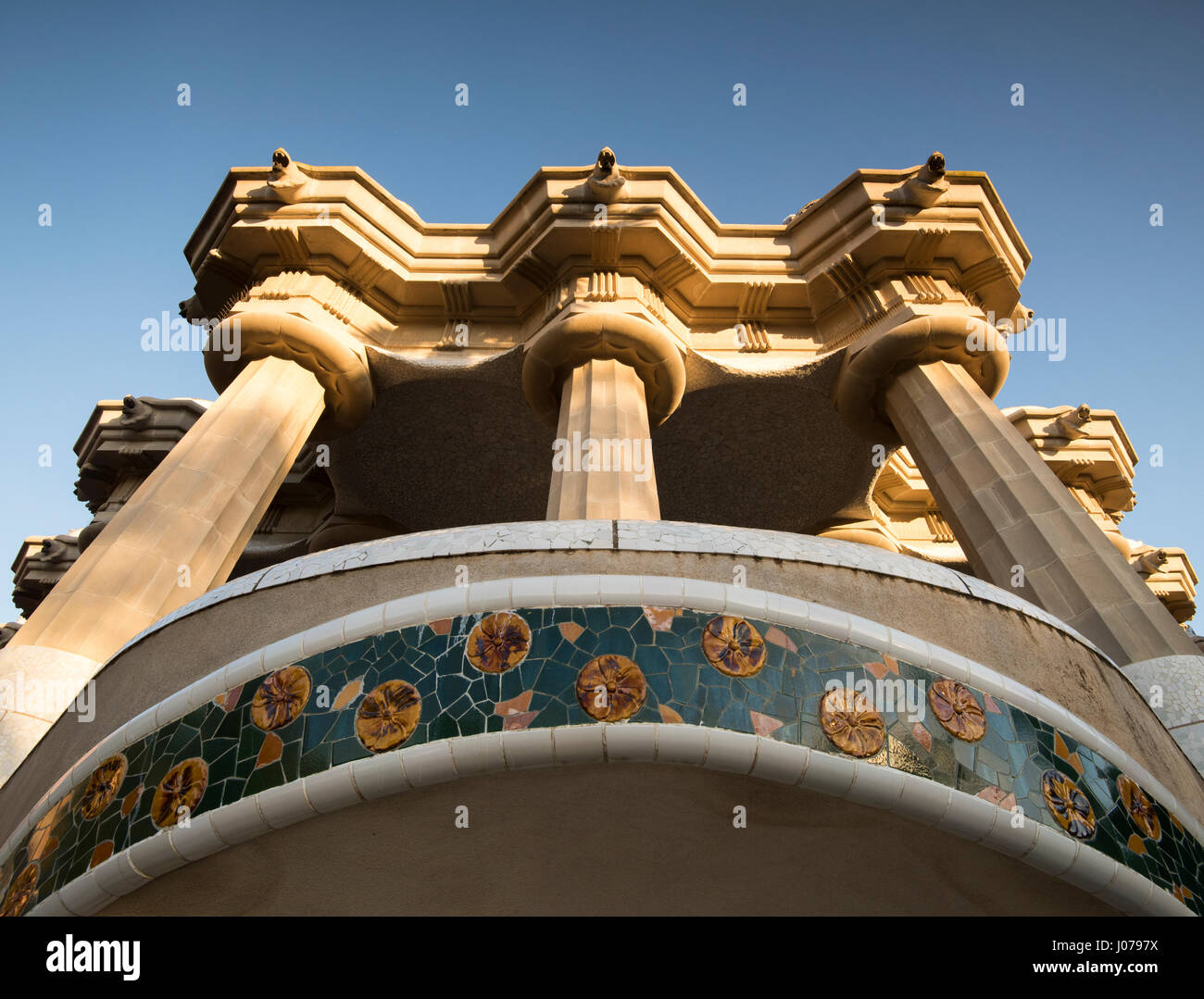 Doric Columns at the entrance to Parc Guell in Barcelona Spain EU Stock ...