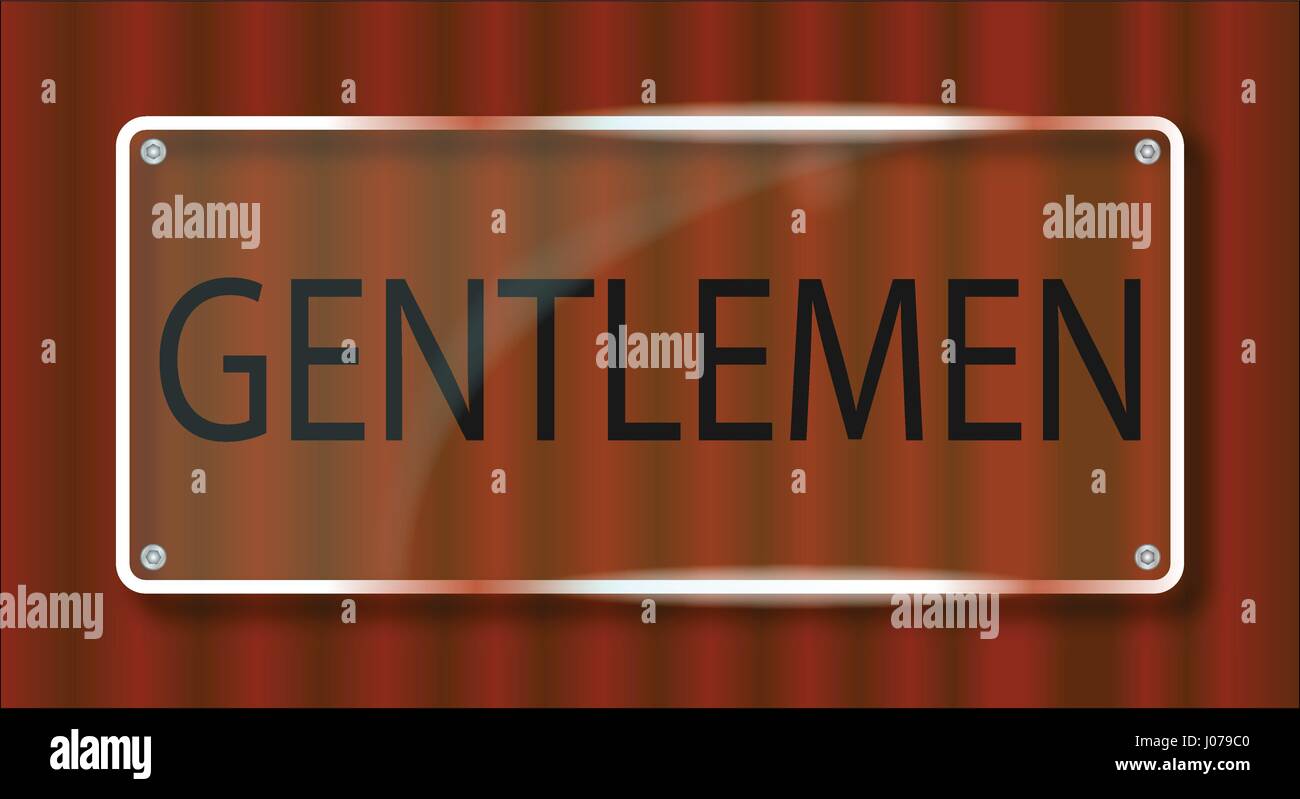 A typical clear plastic door name plate with the text gentlemen Stock ...