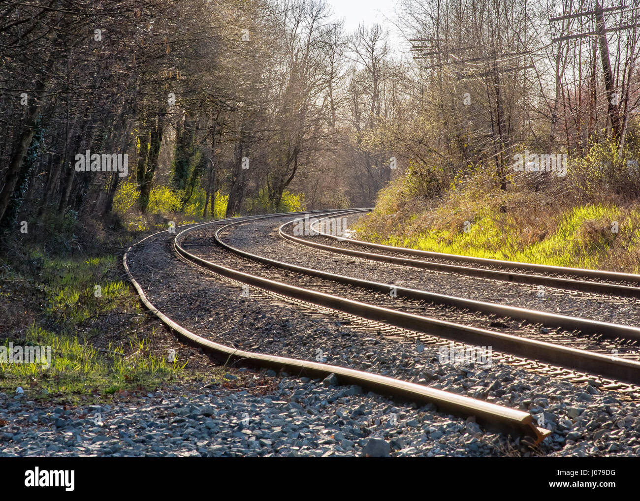 Train tracks of the Canadian Pacific Railway (CPR) run next to Burnaby ...