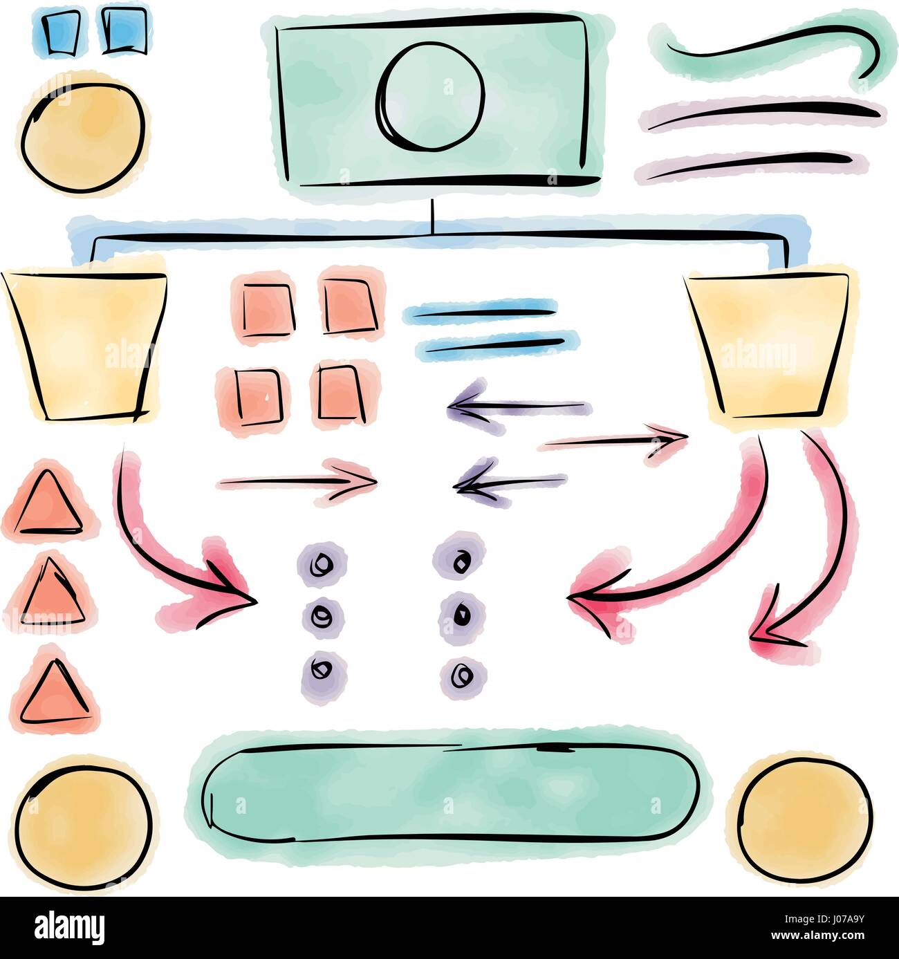 Flowing Decision Tree / Flowchart Graphic Elements Stock Vector Image ...