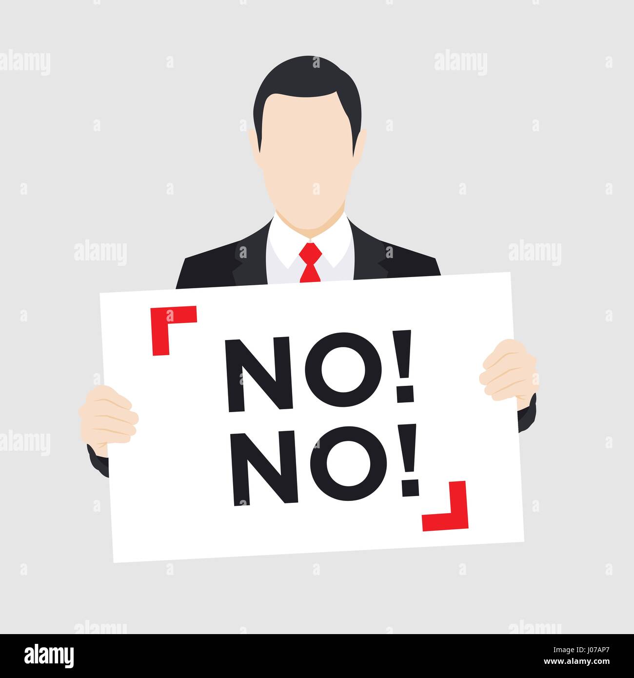 White man in business suit holding protest sign Stock Vector Image ...