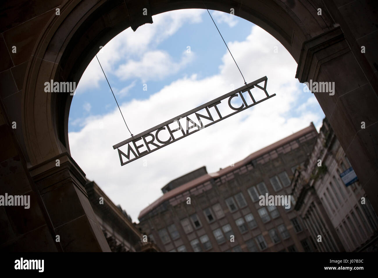 Glasgow Merchant City Quarter Sign, Scotland Stock Photo - Alamy