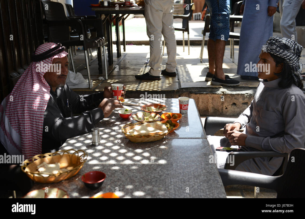 Traditional Jordanian breakfast- Hummus, Falafel and Pita bread served ...