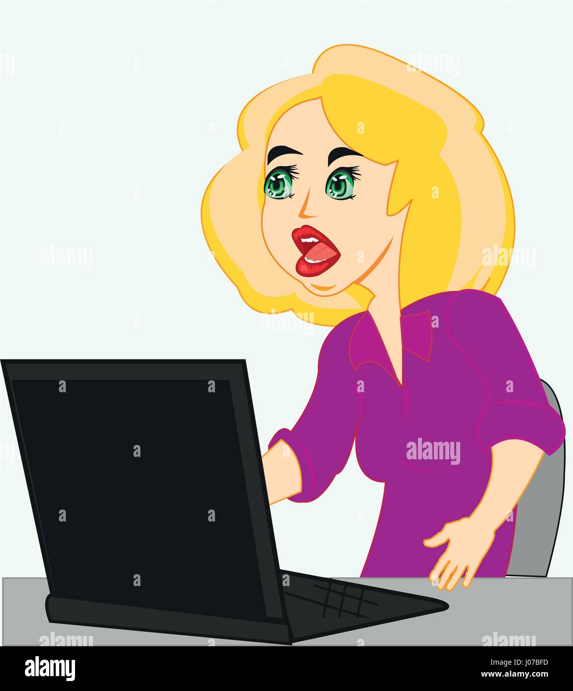Girl for computer Stock Vector Image & Art - Alamy