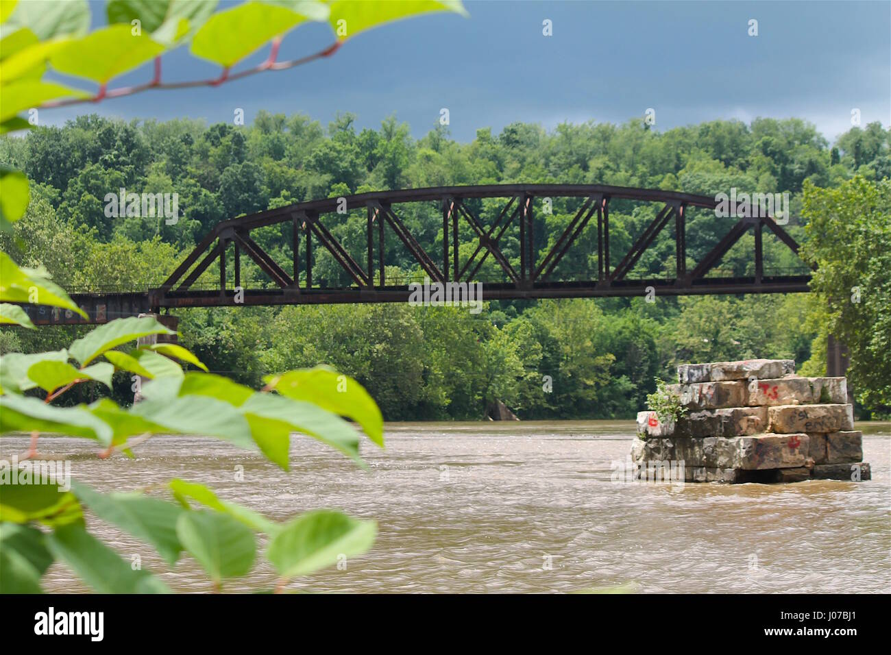 railroad train steel bridge Stock Photo - Alamy