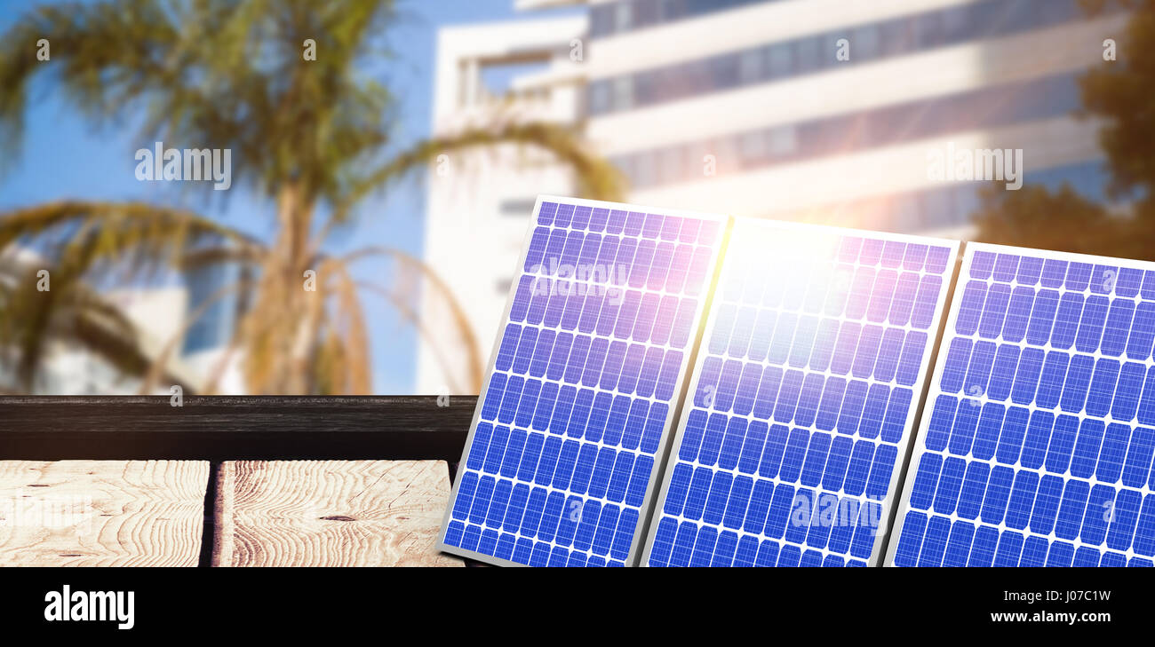 Digital composite of 3d solar panel against graphic background Stock ...