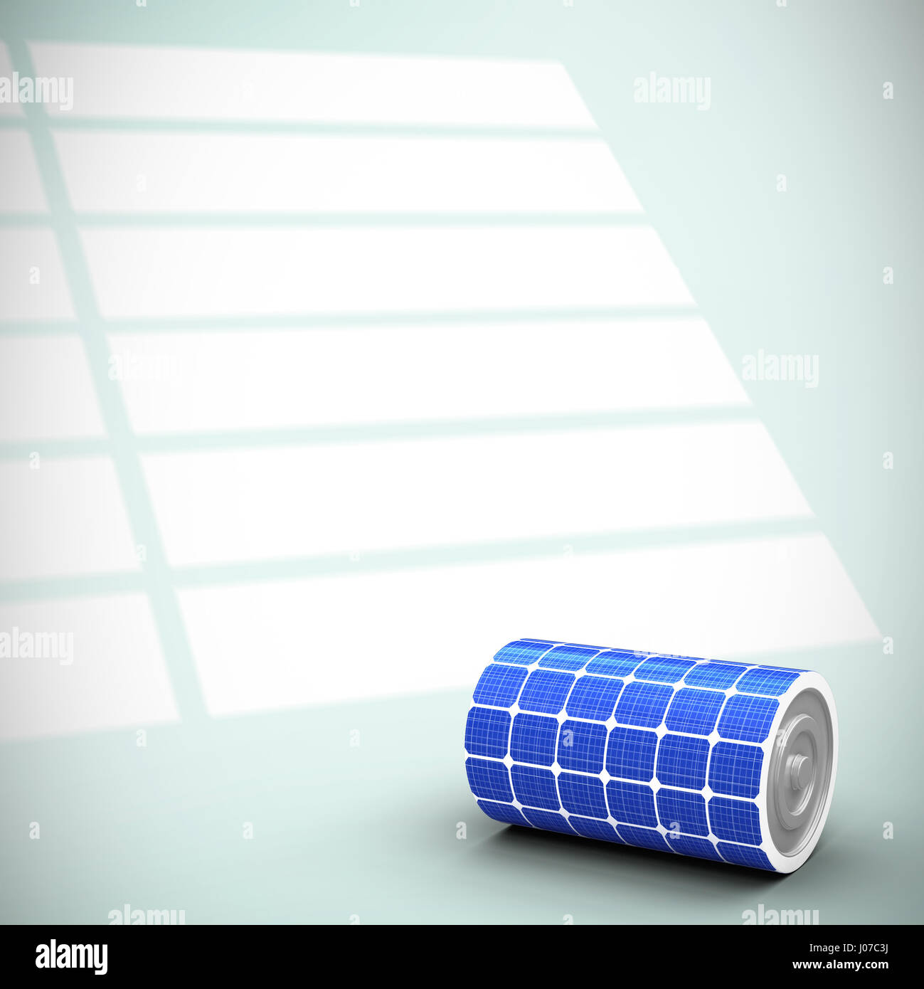 Vector image of 3d solar power battery against squares on bright ...