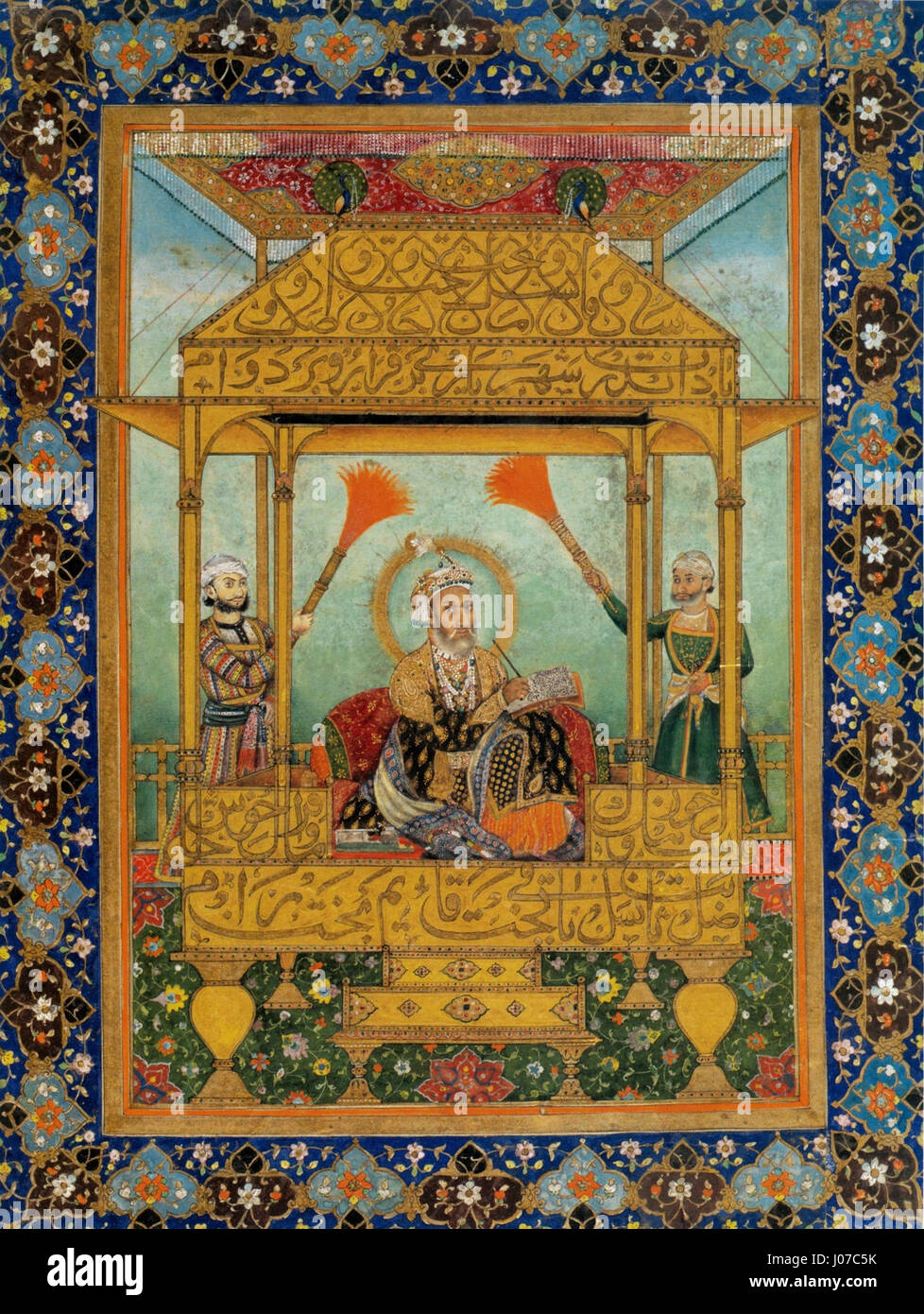 This portrait depicts Bahadur Shah II, the last Mughal emperor of India ...