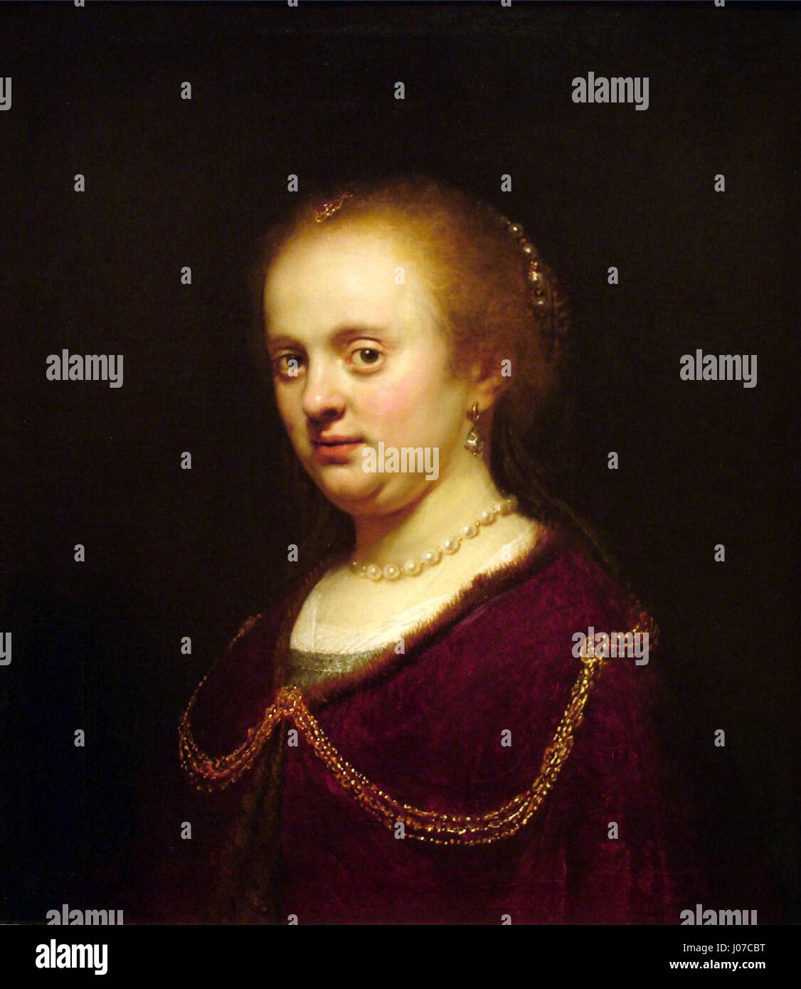 'Portrait of Lisbeth van Rijn' (1633) by Rembrandt (Circle): This portrait is attributed to ...