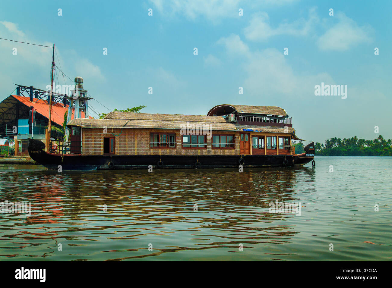 Houseboat on the canals of Alleppey, Kerala state, South India. Travel ...