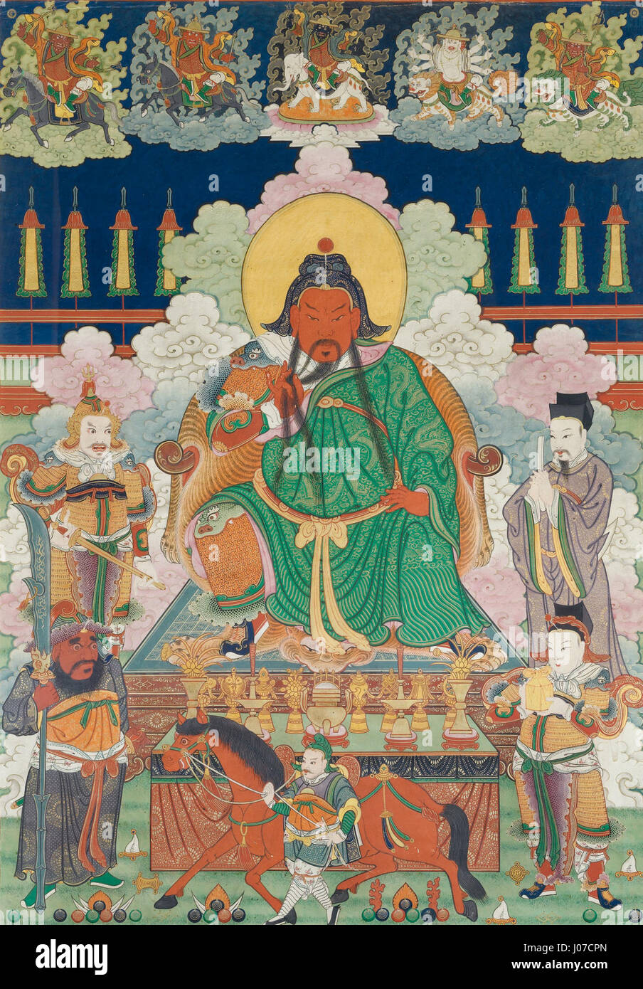 This rare thangka depicts Guan Yu, a revered figure in Chinese history ...