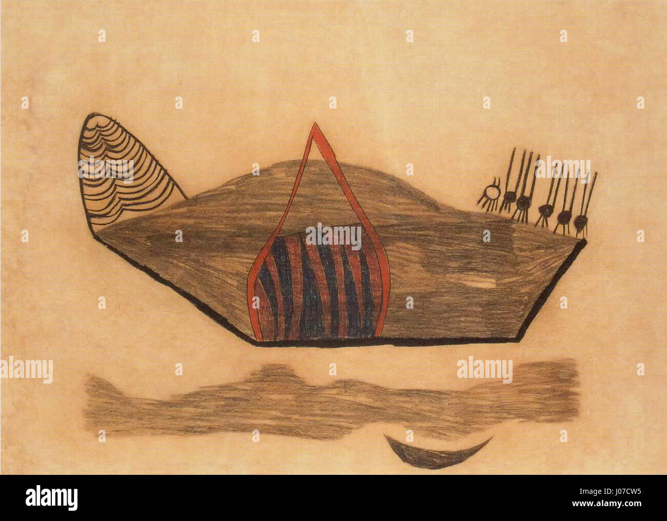 'Indian csónak 1938' (Indian boat) is a Hungarian painting by an ...