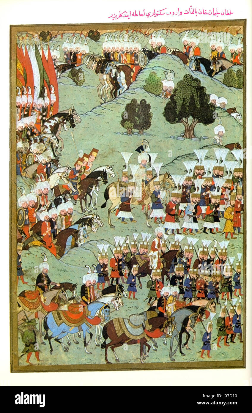 This historic battle scene portrays the Turkish army, led by Suleiman I ...
