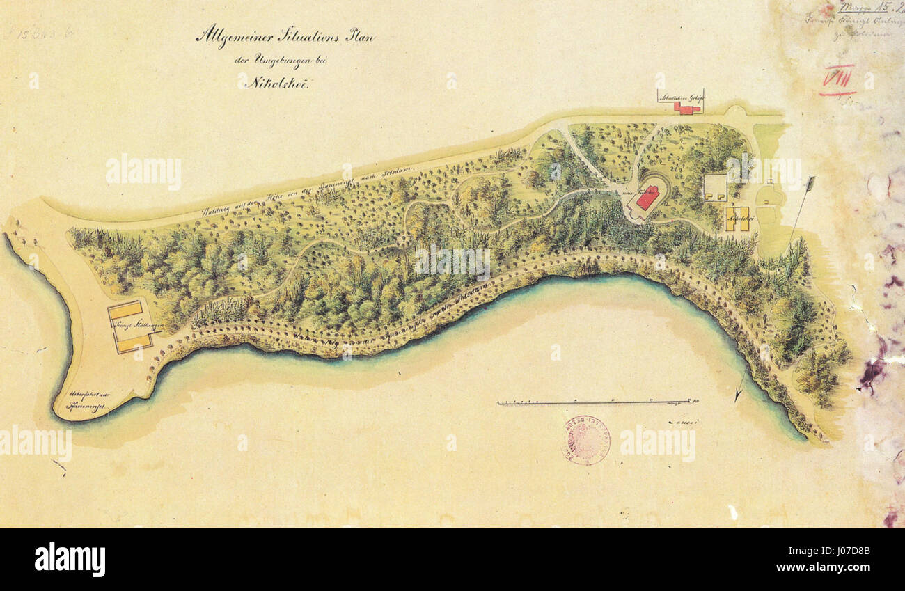 The 1837 plan of Nikolskoe, designed by Peter Joseph Lenné, is an ...