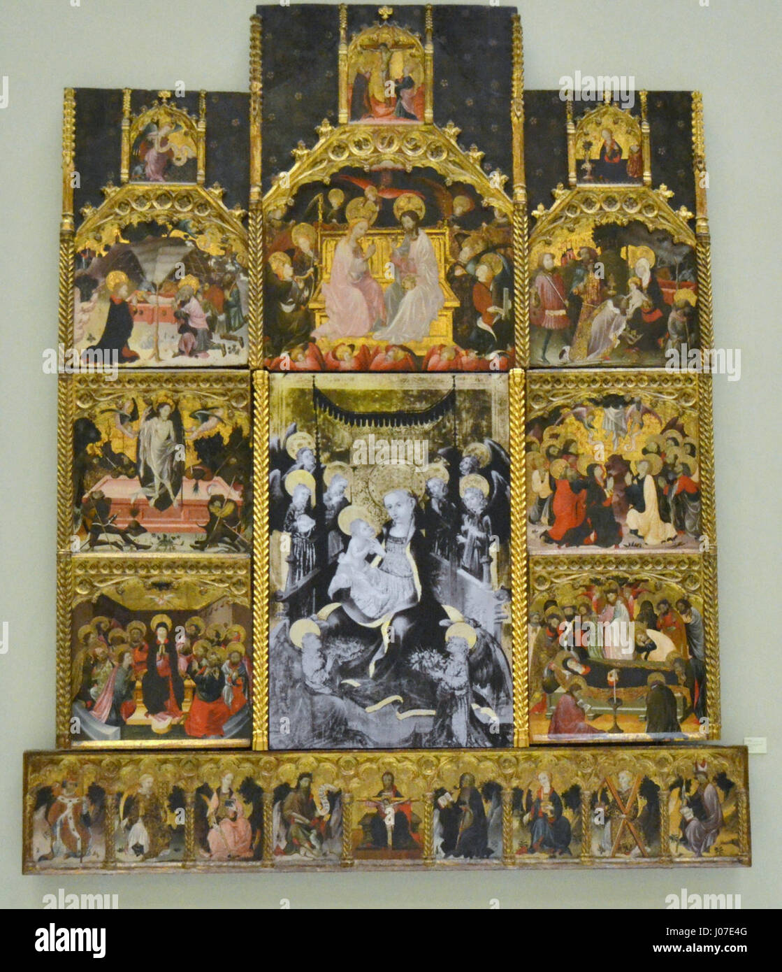 *Retaule de la vida de la Mare de Déu* by Pere Nicolau is a Valencian altarpiece that depicts ...