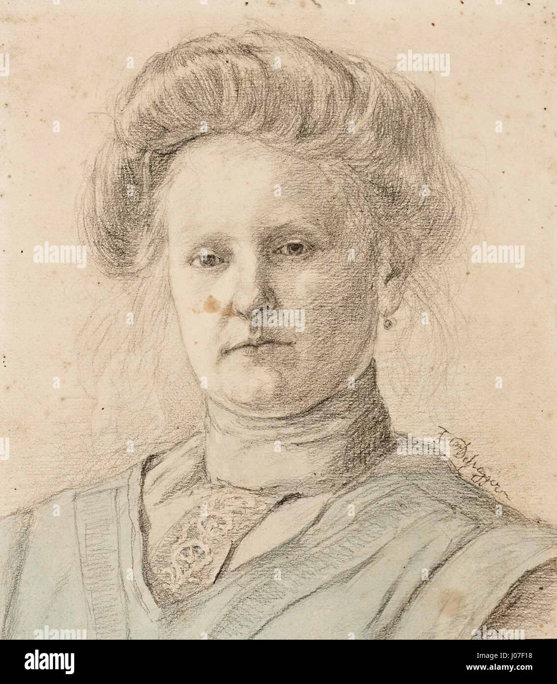 Franz von Defregger’s 'Damenporträt' (Lady Portrait) in pencil ...