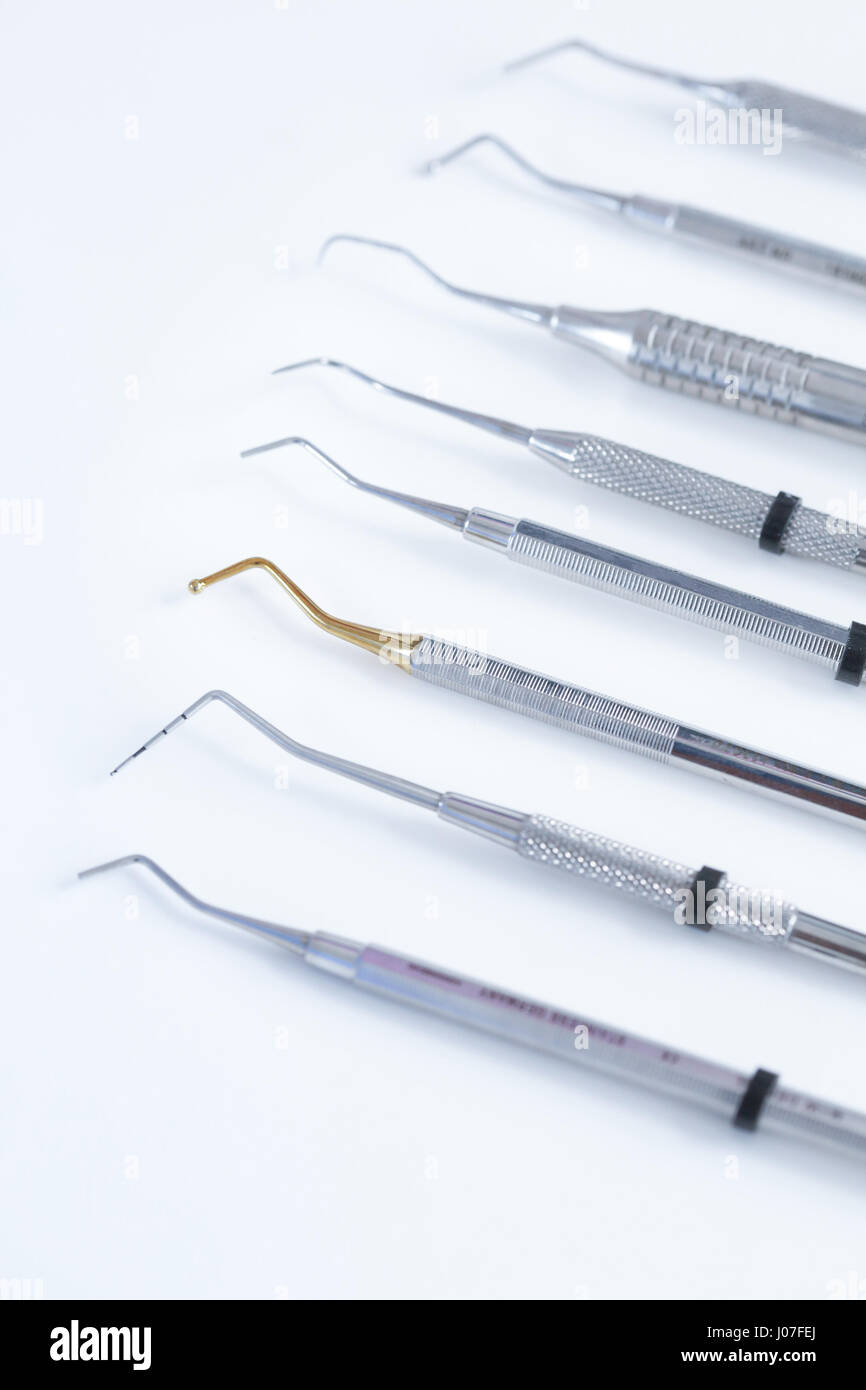 Various dental instruments - burs, pluggers, burnishers, periodontal ...