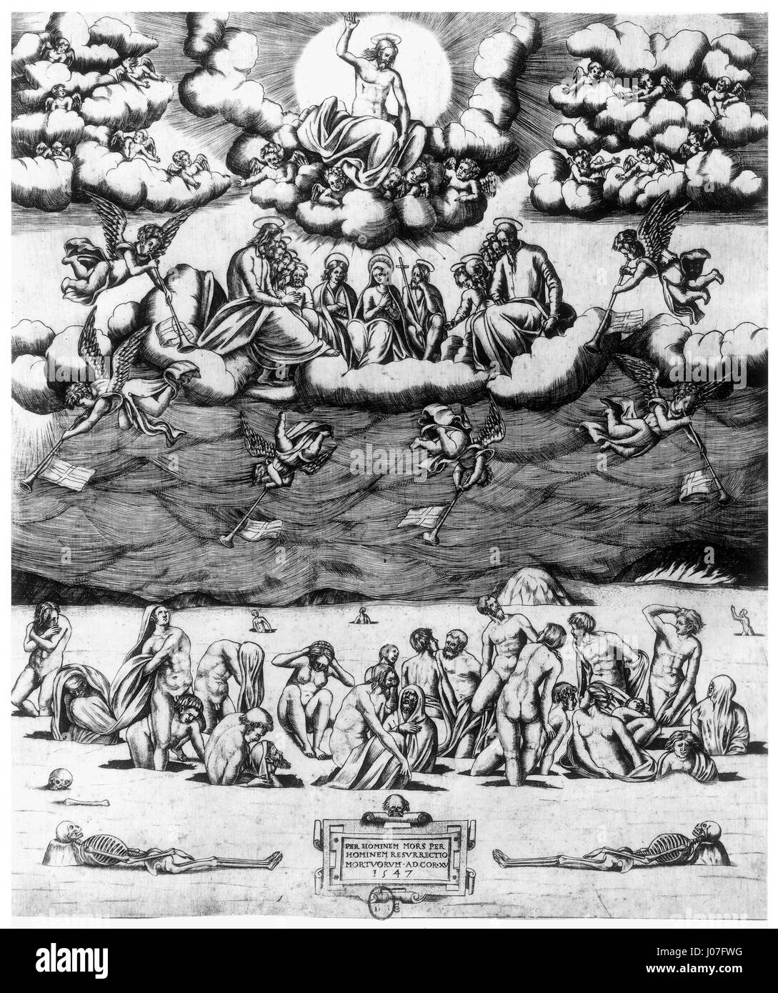 The 'Résurrection des morts' (Resurrection of the Dead) painted in 1547 ...