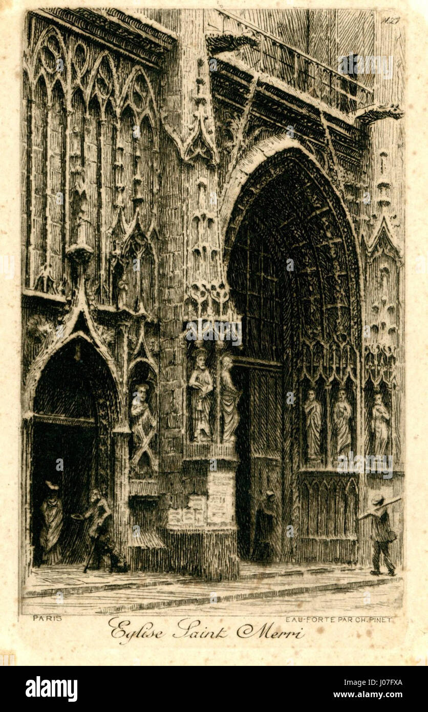 This image of the Église Saint-Merri in Paris, numbered 27, shows the ...