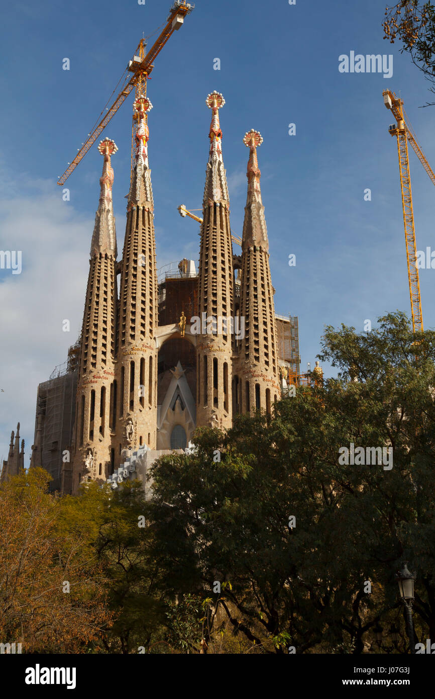 The Sagrada Família temple, designed by Catalan architect Antoni Gaudí ...