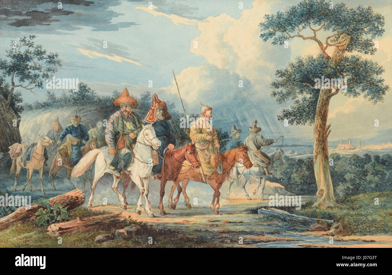 This historical painting, titled 'Cossacks in the Courtyard of the ...