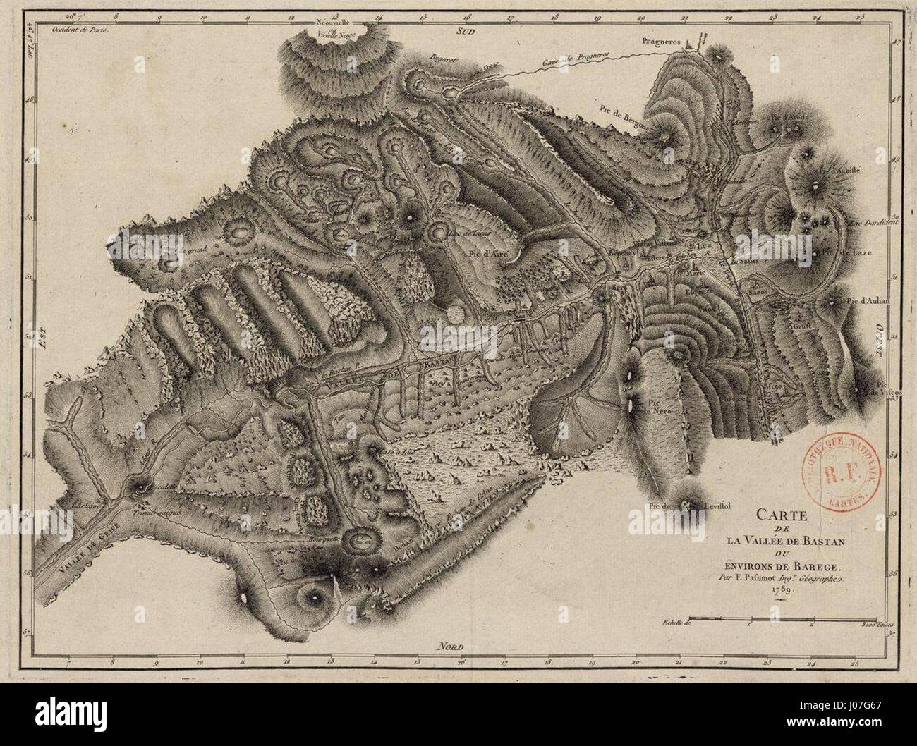 This 1789 map by F. Pasumot illustrates the Bastan Valley, providing ...