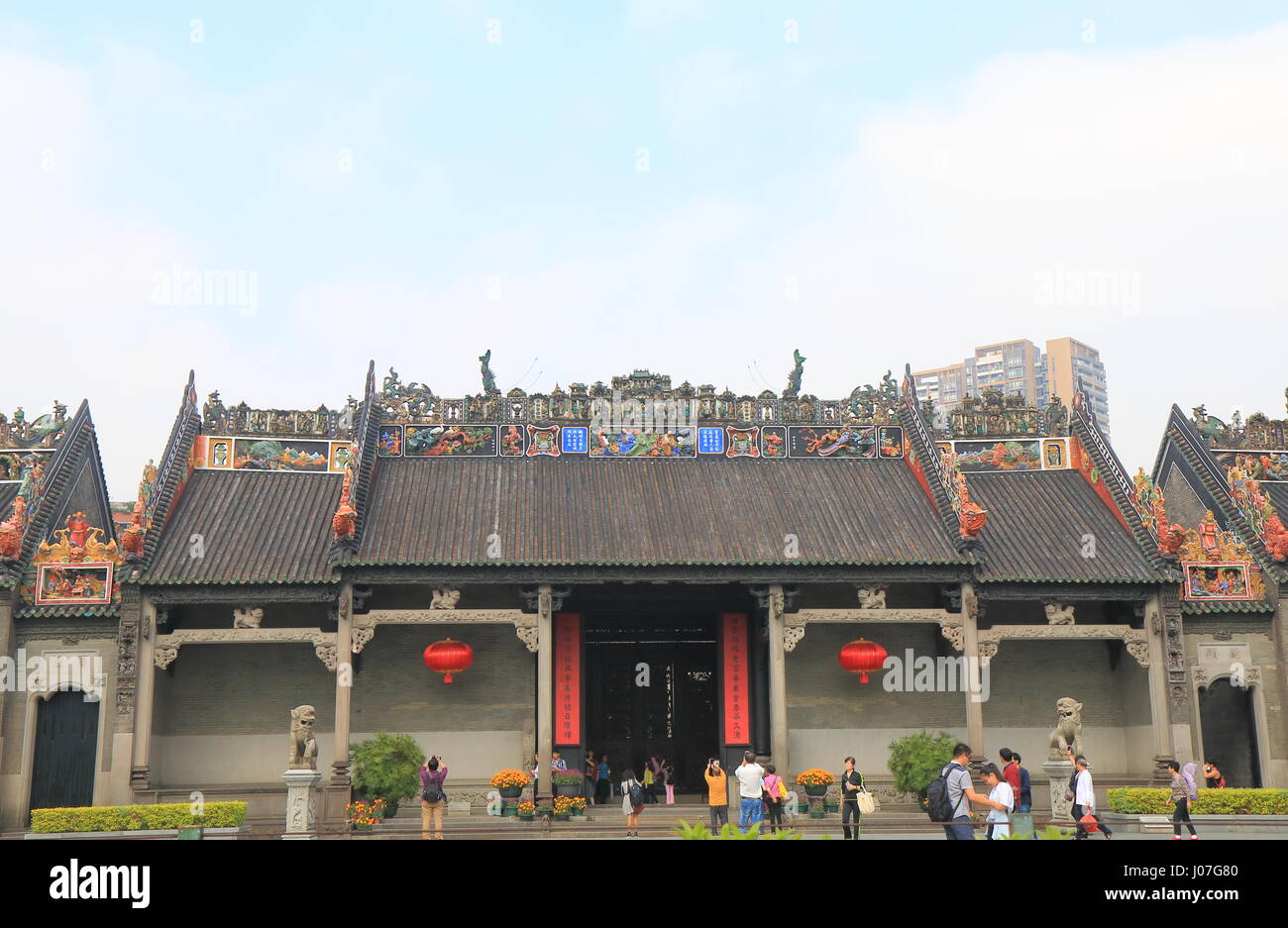 People visit Chen Clan Academy in Guangzhou China. Chen Clan Academy is an academic temple built ...